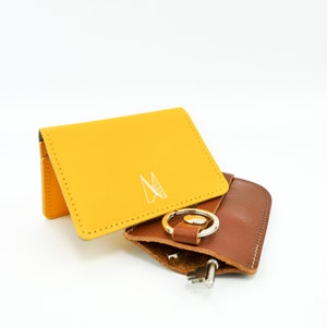 Yellow Leather Card Holder // Handmade Leather Shirt Wallet // Slim ...