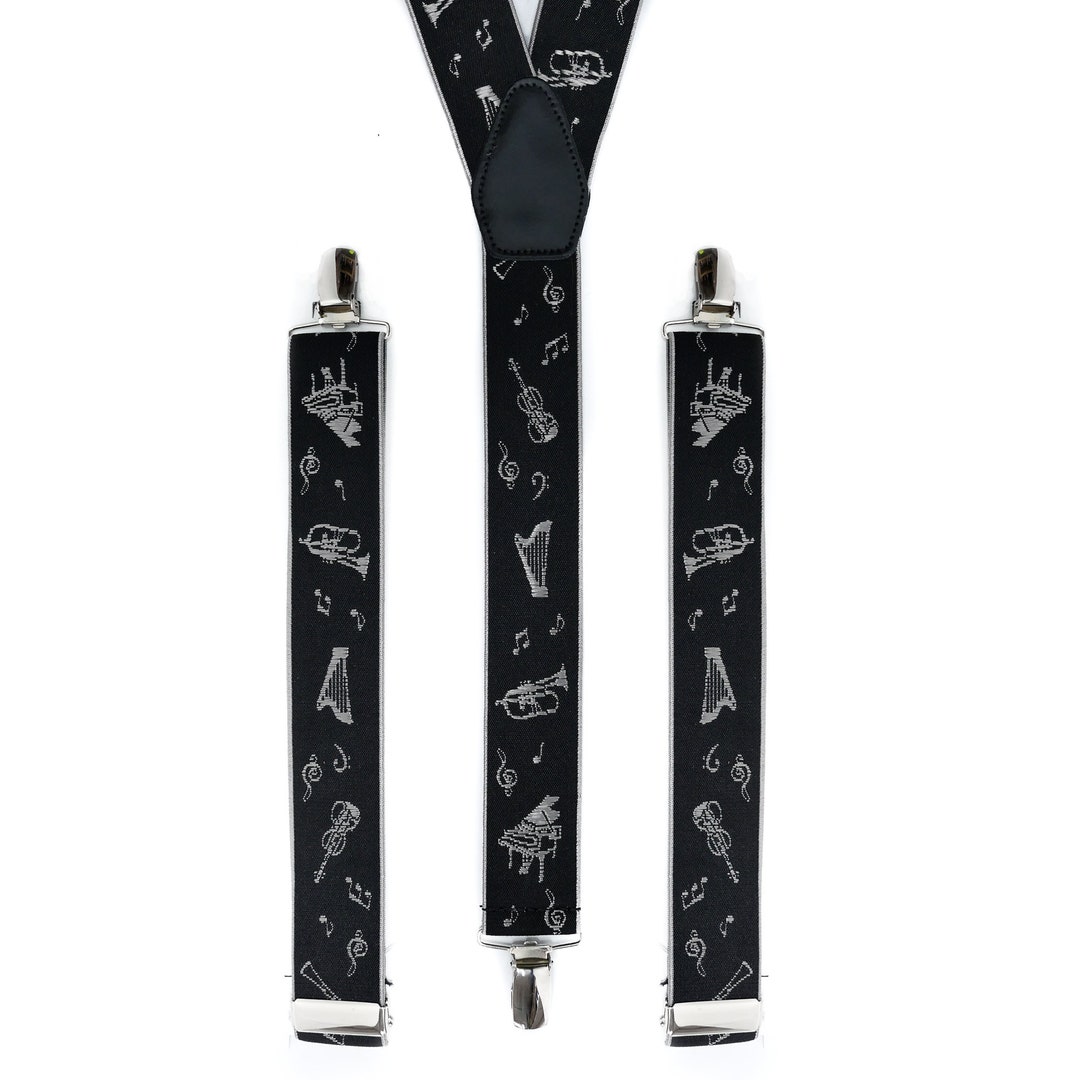 Musical Instrument Braces, Unisex Black and White Novelty Suspenders ...