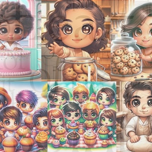 Chibi Bakery Clip Art Bundle - Adorable Digital Graphics, 300 DPI PNG ...