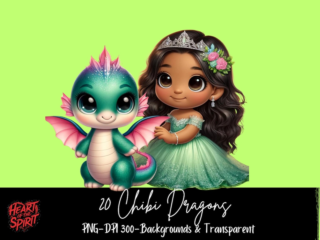 Chibi Dragon Clip Art Bundle 300 DPI PNG Digital Graphics, Adorable ...