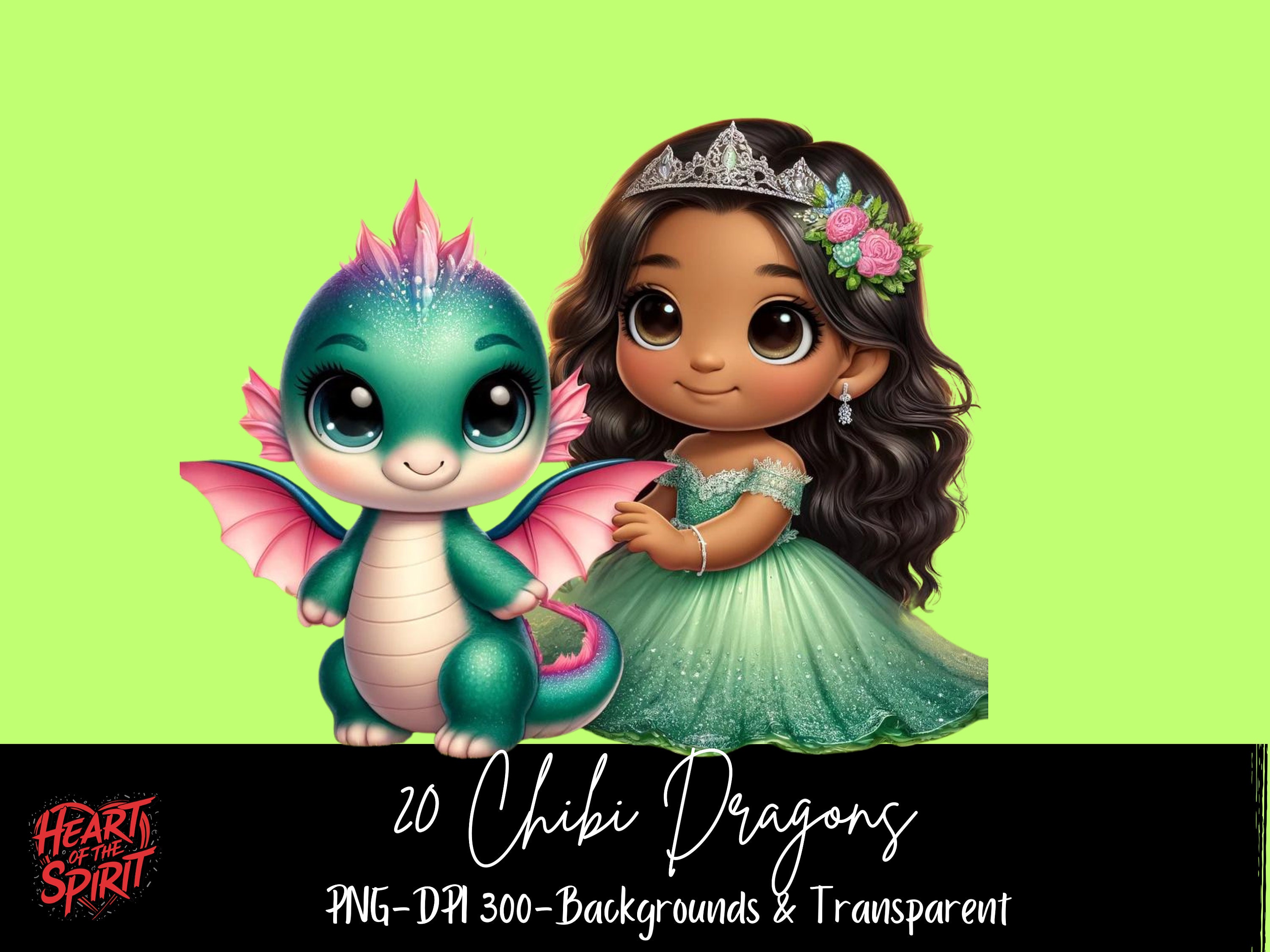Chibi Dragon Clip Art Bundle 300 DPI PNG Digital Graphics, Adorable ...