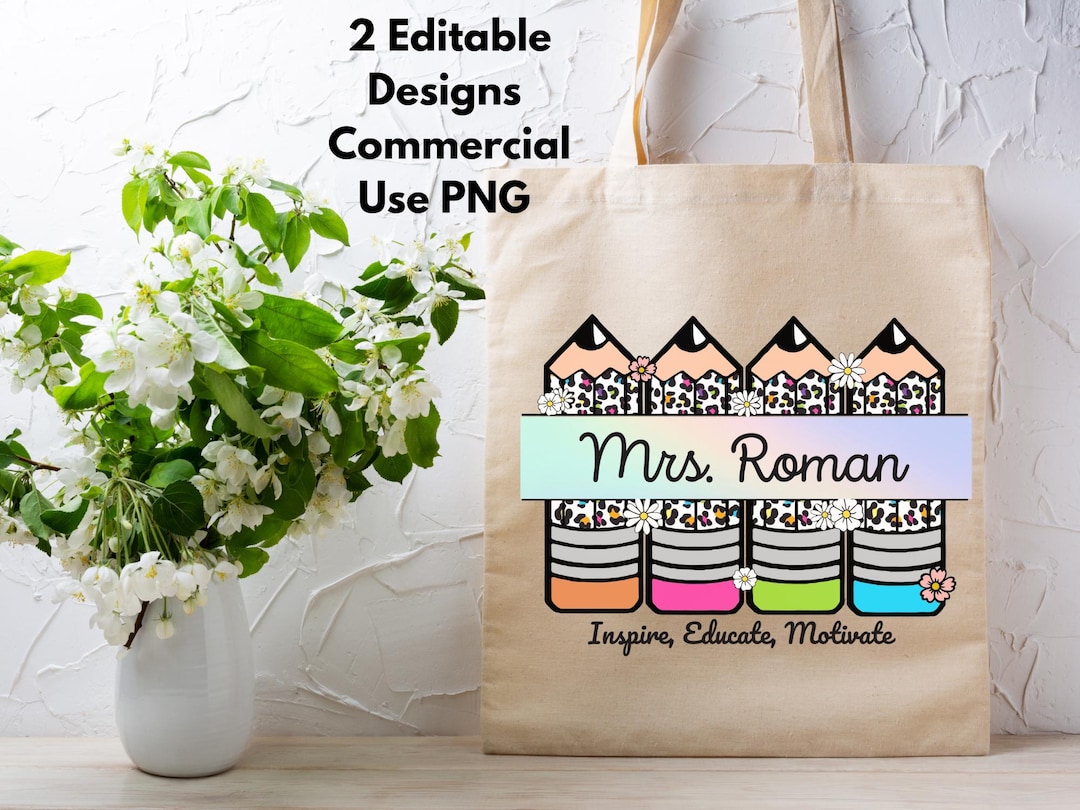 Back to School, Editable Teacher Digital Download, Png, Pencil Teacher ...