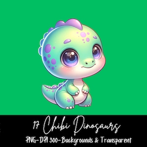 Chibi Dinosaur Clipart Bundle 300 DPI PNG Digital Graphics - Etsy