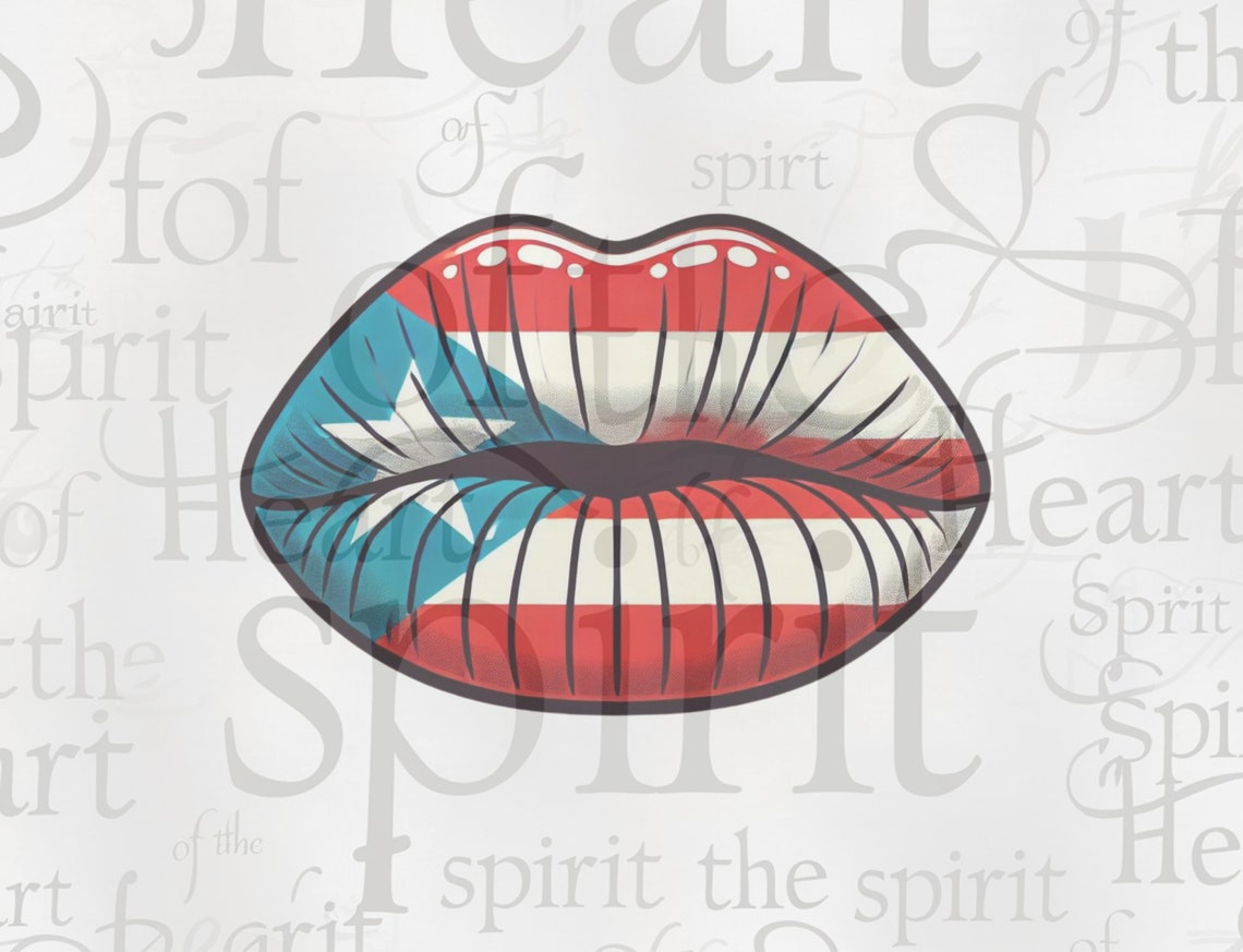 Puerto Rico Lips Filled With Flag Design | PNG for Sublimation ...