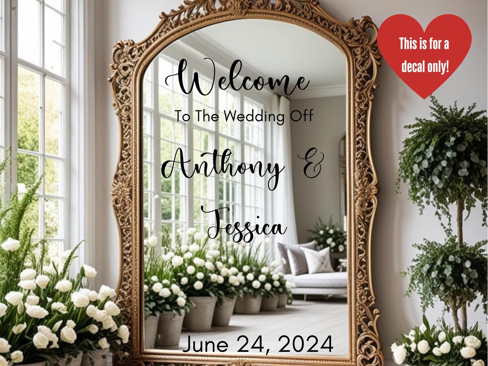 Custom Wedding Mirror Welcome Sign Decal Personalized Vinyl Welcome ...