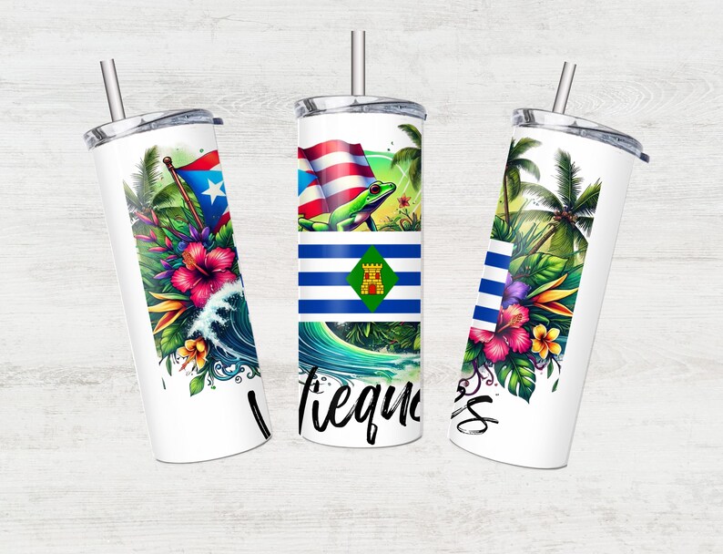City Flag of Vieques Puerto Rico Digital Download 20 Oz Skinny Tumbler ...