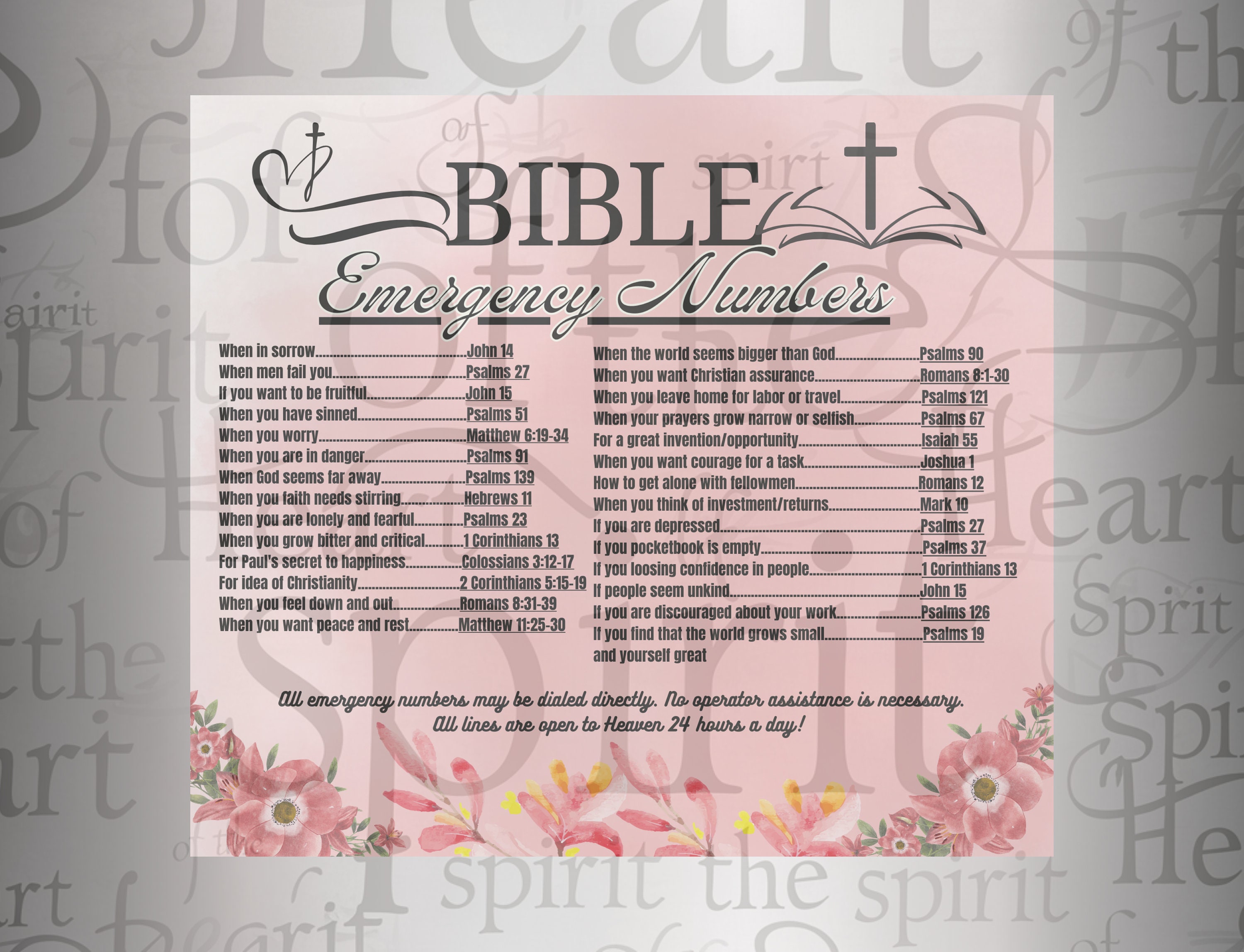Bible Emergency Numbers PNG | Inspirational Scripture Clipart ...