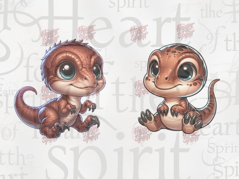 Chibi Dinosaur Clipart Bundle 300 DPI PNG Digital Graphics - Etsy