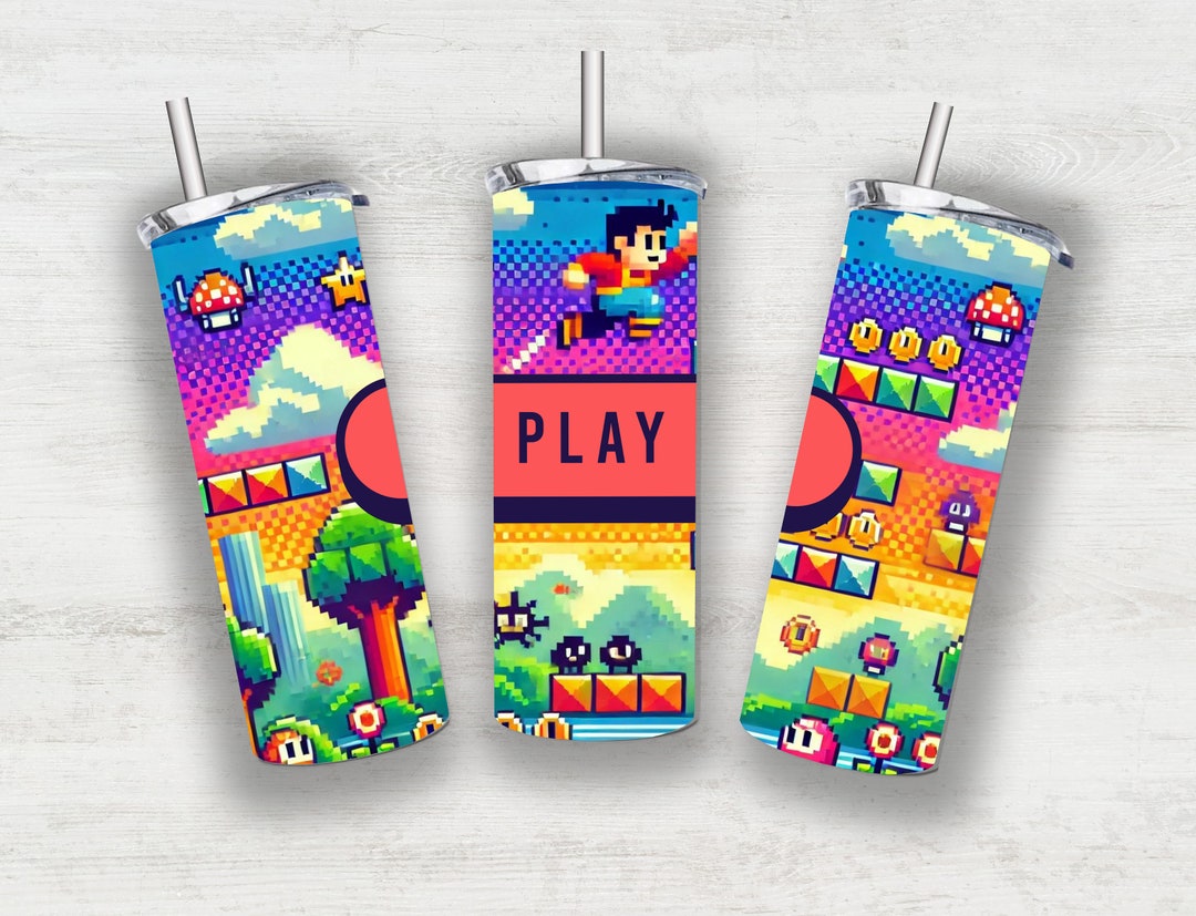 80s Video Games Play Tumbler Design | Retro PNG for Sublimation ...
