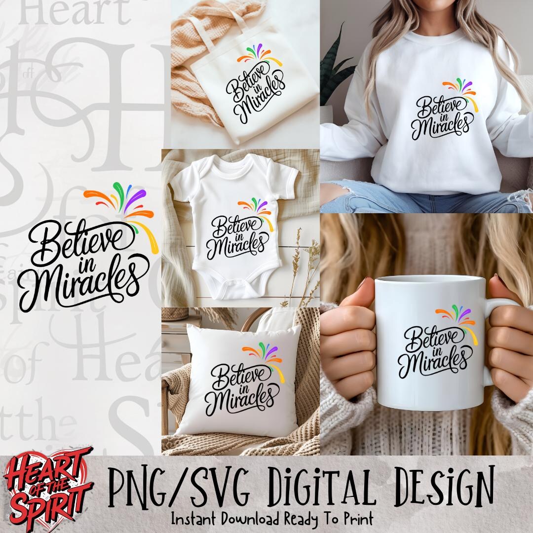 Believe in Miracles PNG SVG: Christian Design (digital Download) - Etsy
