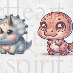 Chibi Dinosaur Clipart Bundle 300 DPI PNG Digital Graphics - Etsy