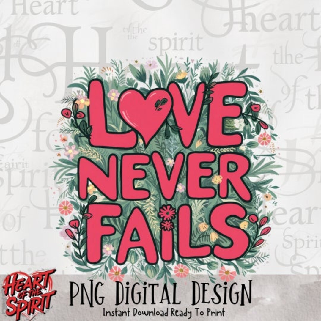 Love Never Fails Christian PNG, Whimsical Style (digital Download) - Etsy