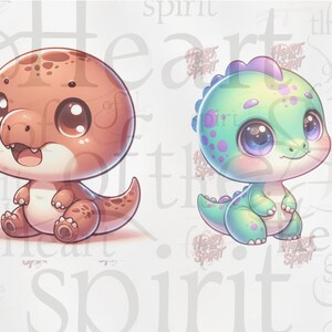 Chibi Dinosaur Clipart Bundle 300 DPI PNG Digital Graphics - Etsy