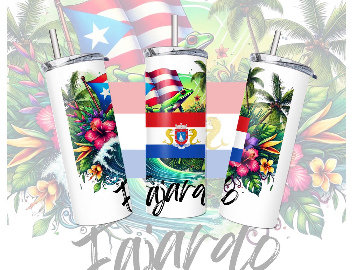 City Flag of Fajardo, Puerto Rico Digital Download 20 Oz Skinny Tumbler ...