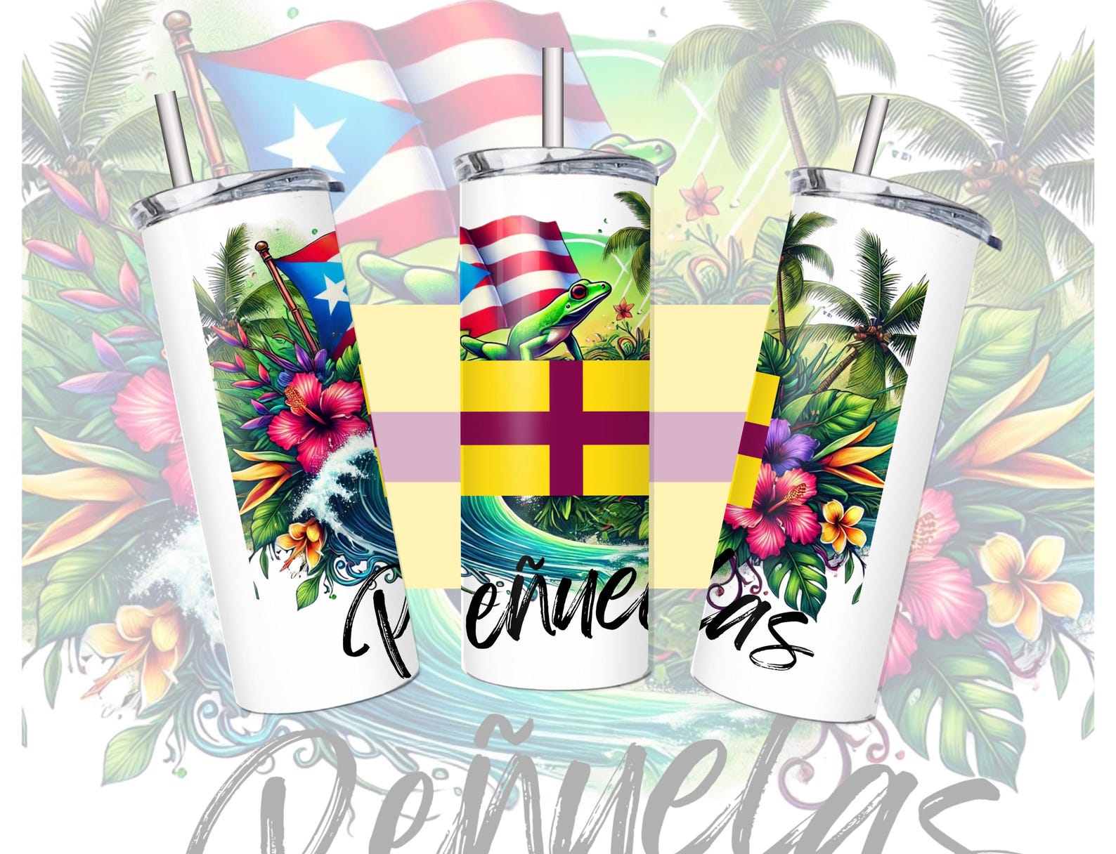 City Flag of Peñuelas Puerto Rico Digital Download 20 Oz Skinny Tumbler ...