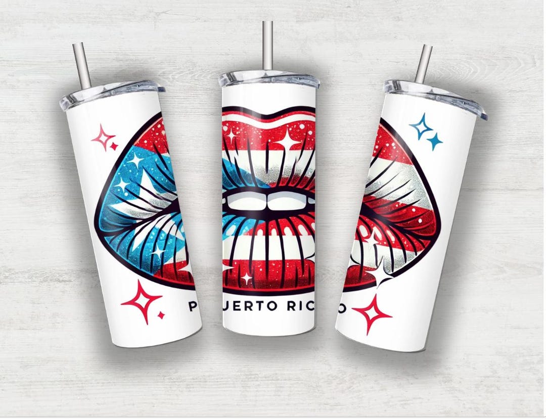 Puerto Rico Lips Sublimation Transfer: 20 Oz Skinny Tumbler, Ready to ...