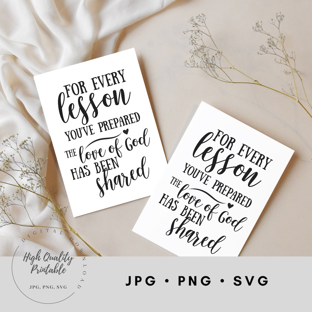 Teacher Appreciation Signs | Printable Sunday School Gift | Bible Study ...