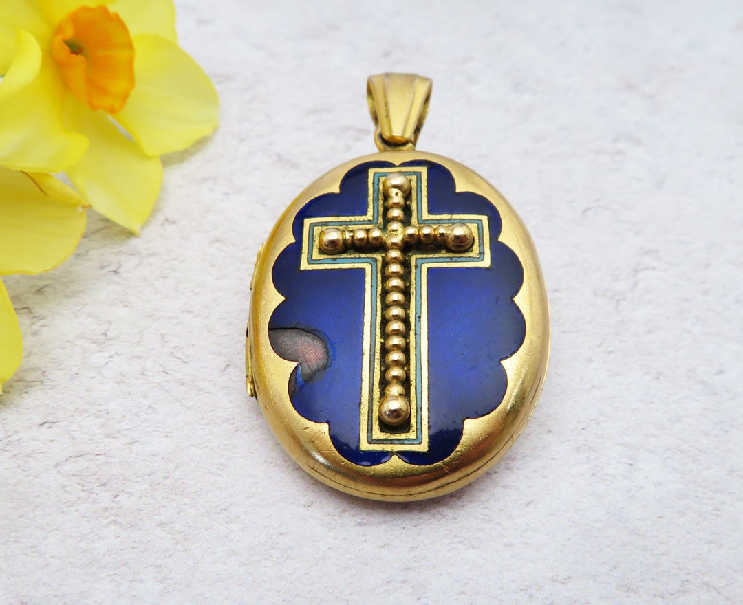 Antique Victorian Memorial Locket With Crucifix Photo Locket - Etsy