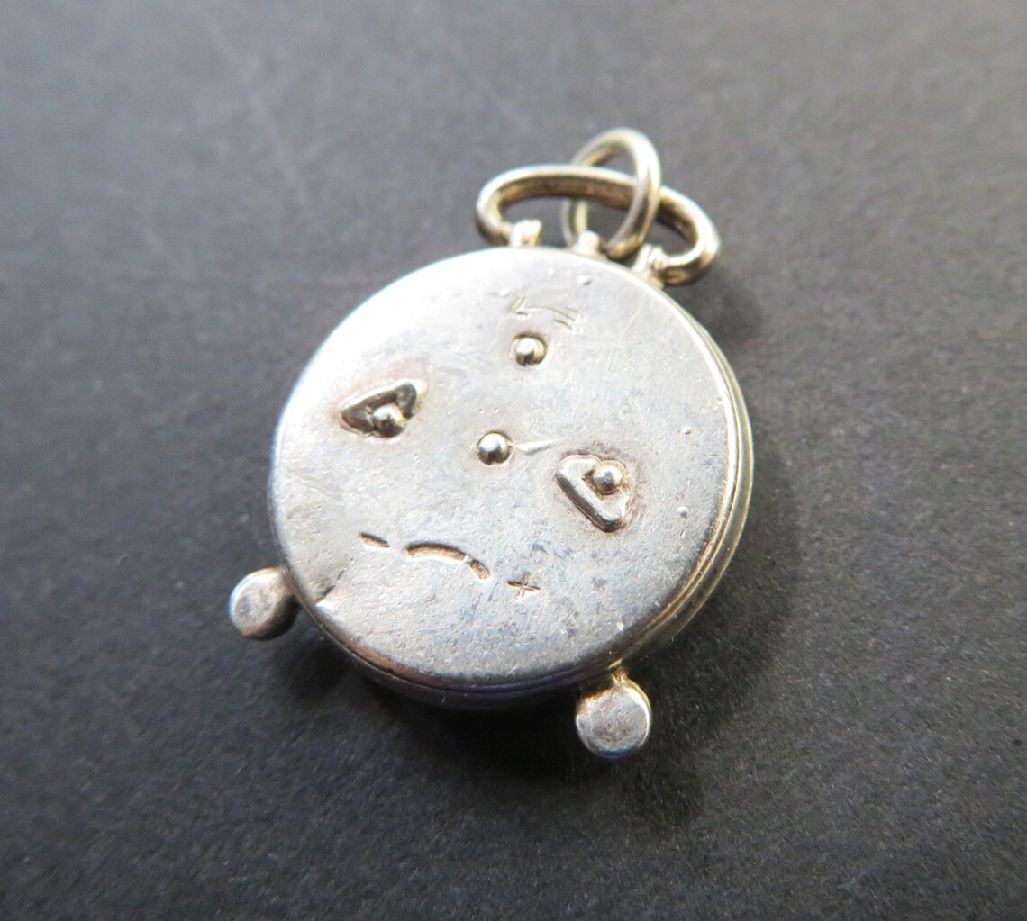 Sterling Silver Alarm Clock Bracelet Charm, Small Pendant - Etsy
