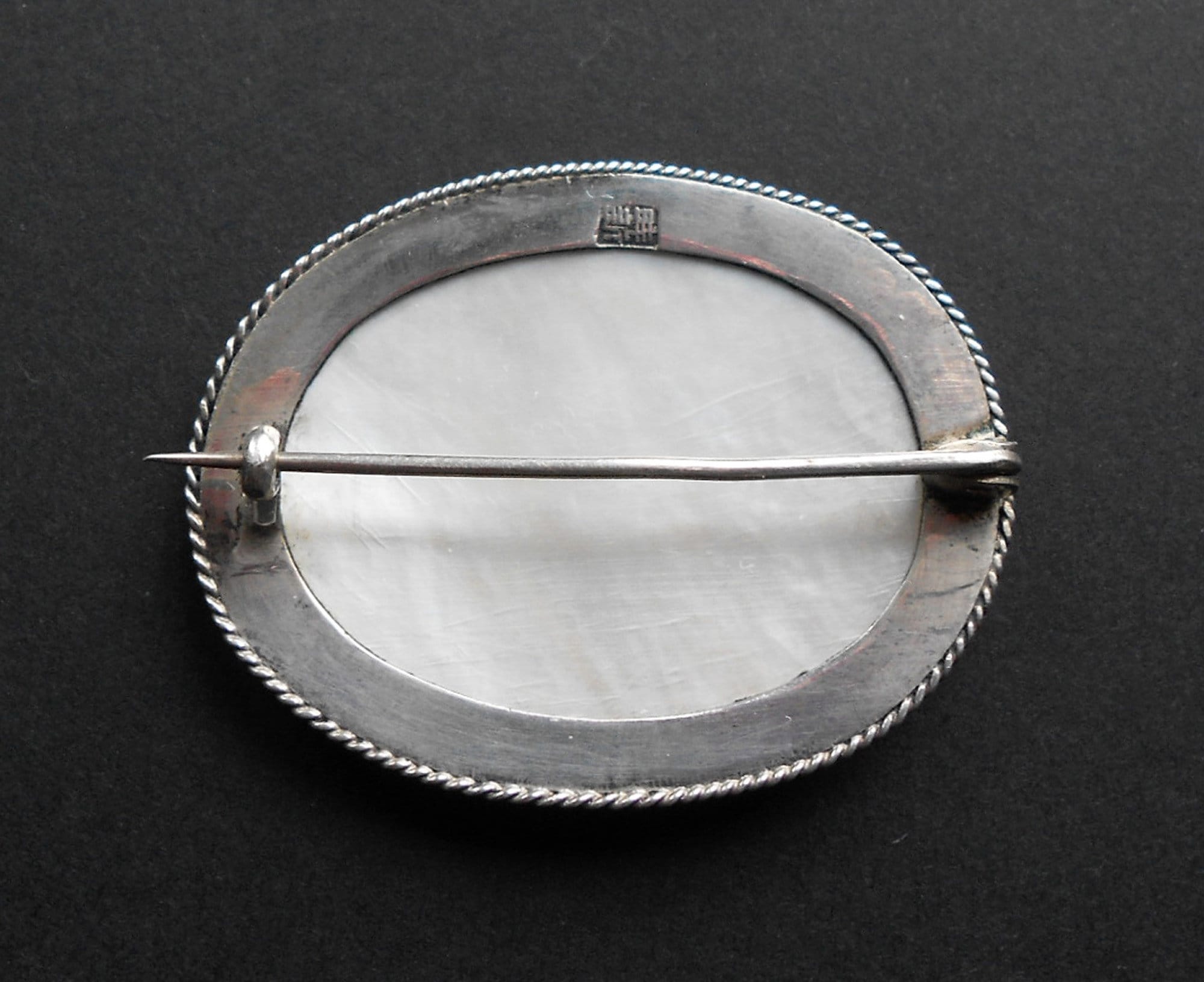 Vintage Chinese Oval Silver Brooch Carved Mother of Pearl | Etsy
