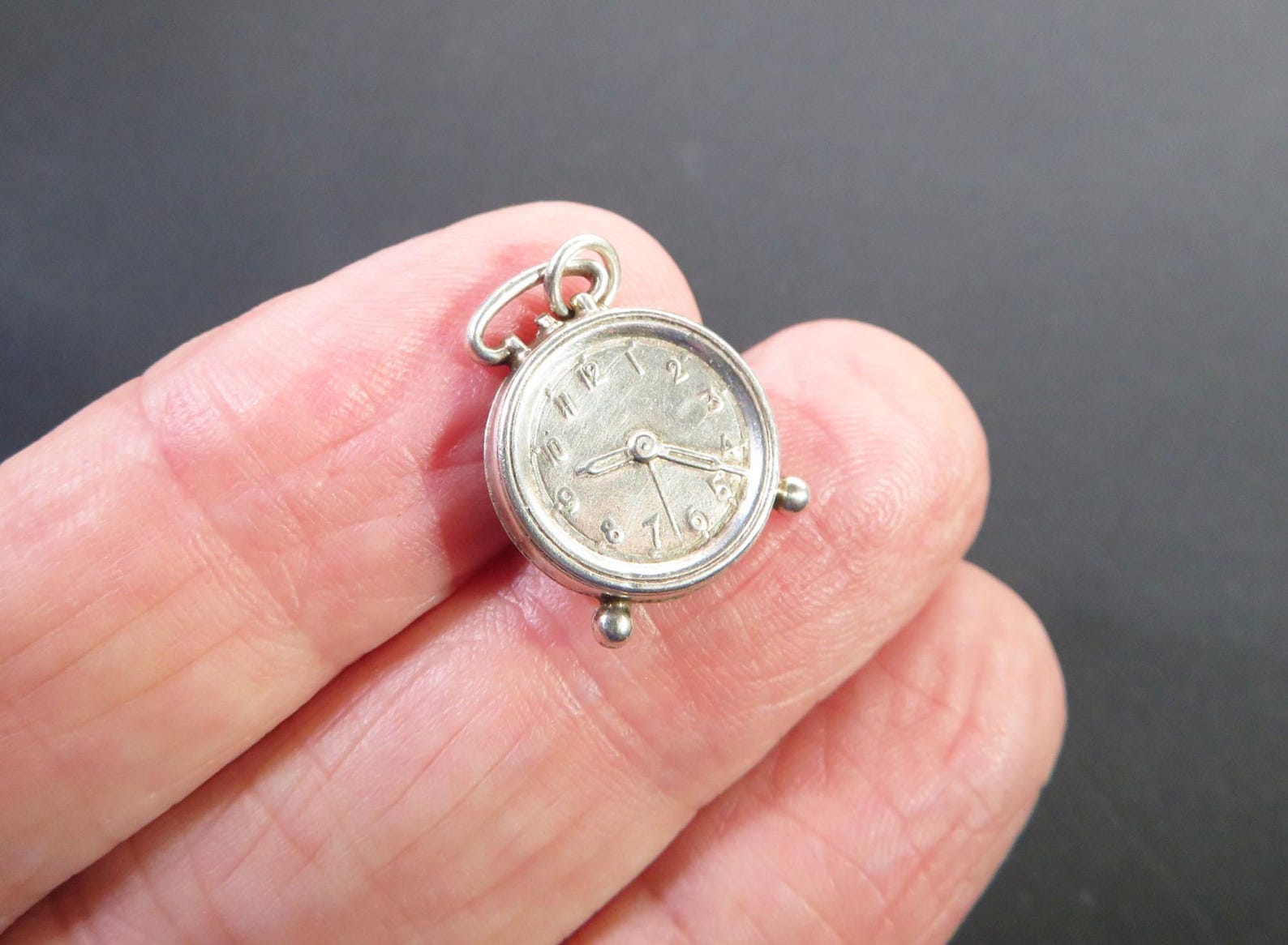 Sterling Silver Alarm Clock Bracelet Charm, Small Pendant - Etsy