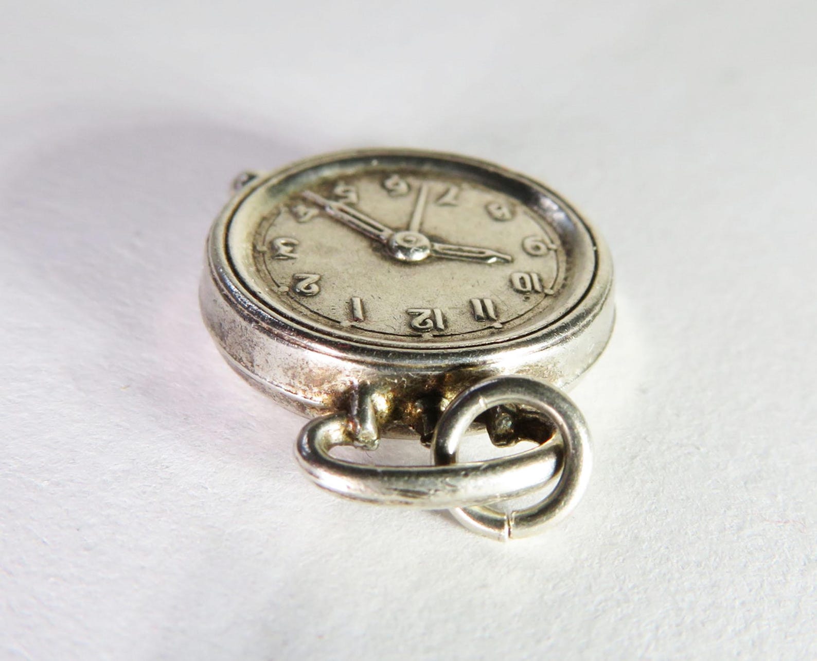 Sterling Silver Alarm Clock Bracelet Charm, Small Pendant - Etsy