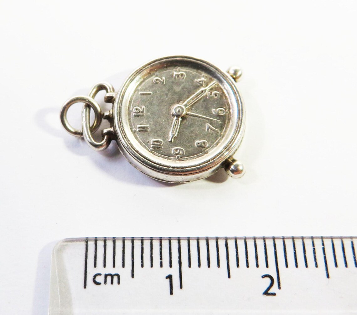 Sterling Silver Alarm Clock Bracelet Charm, Small Pendant - Etsy