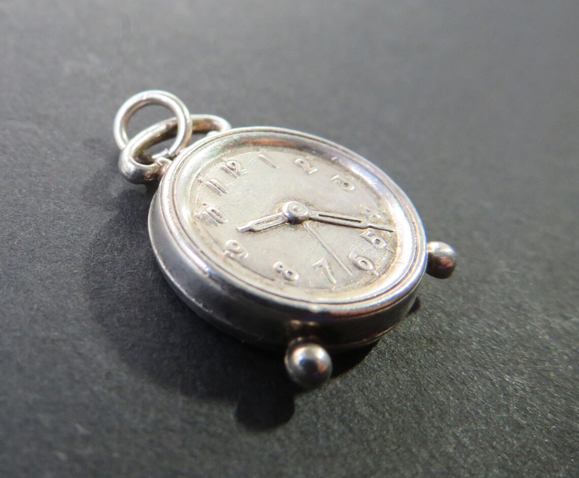 Sterling Silver Alarm Clock Bracelet Charm, Small Pendant - Etsy
