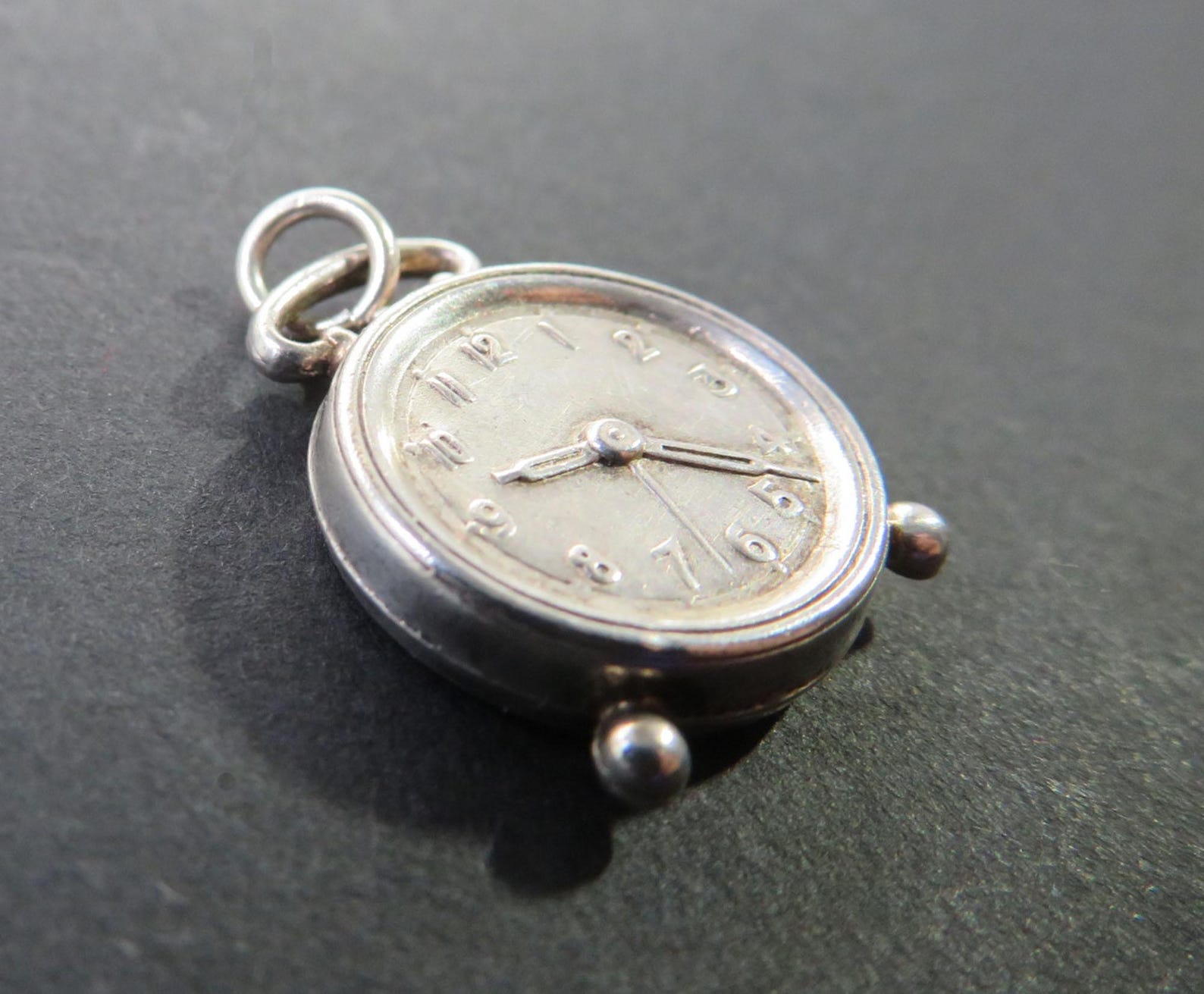 Sterling Silver Alarm Clock Bracelet Charm, Small Pendant - Etsy