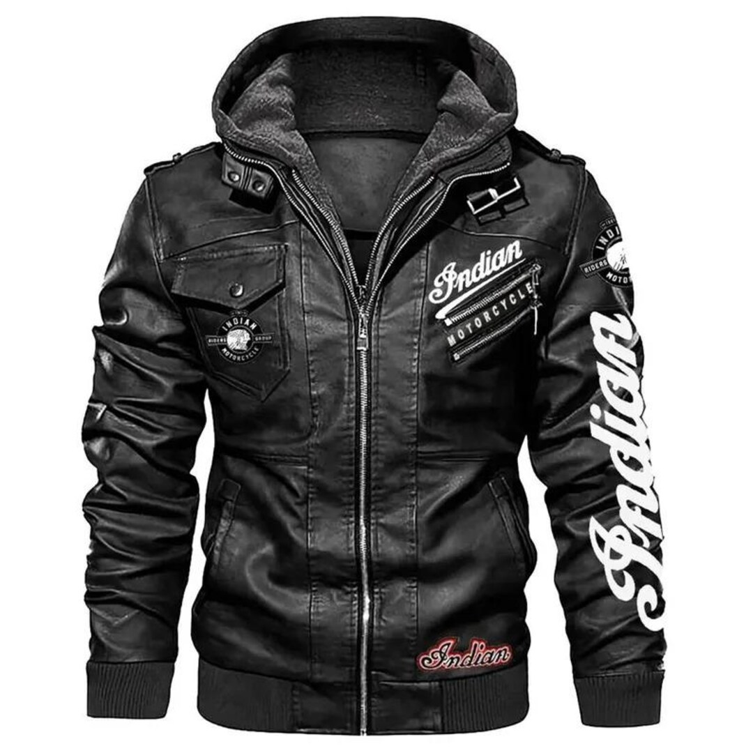 Indian Motorcycle Leather Jacket Hoodie 2024 Model, Indian Mens Jacket ...