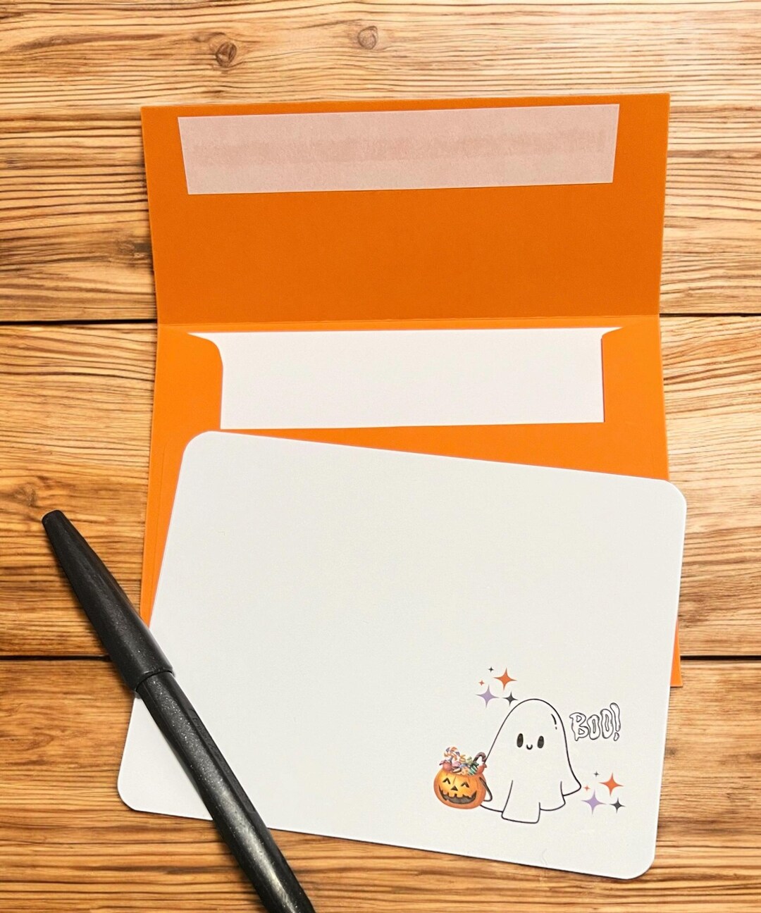 Blank Halloween Flat Note Card Set 12 Thank You Cards With Envelopes ...