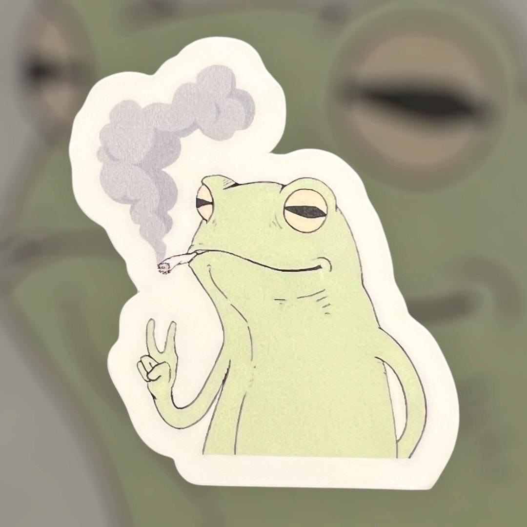 Holographic Frog Smoking Joint Sticker - Funny Weed Frog Vinyl Decal ...