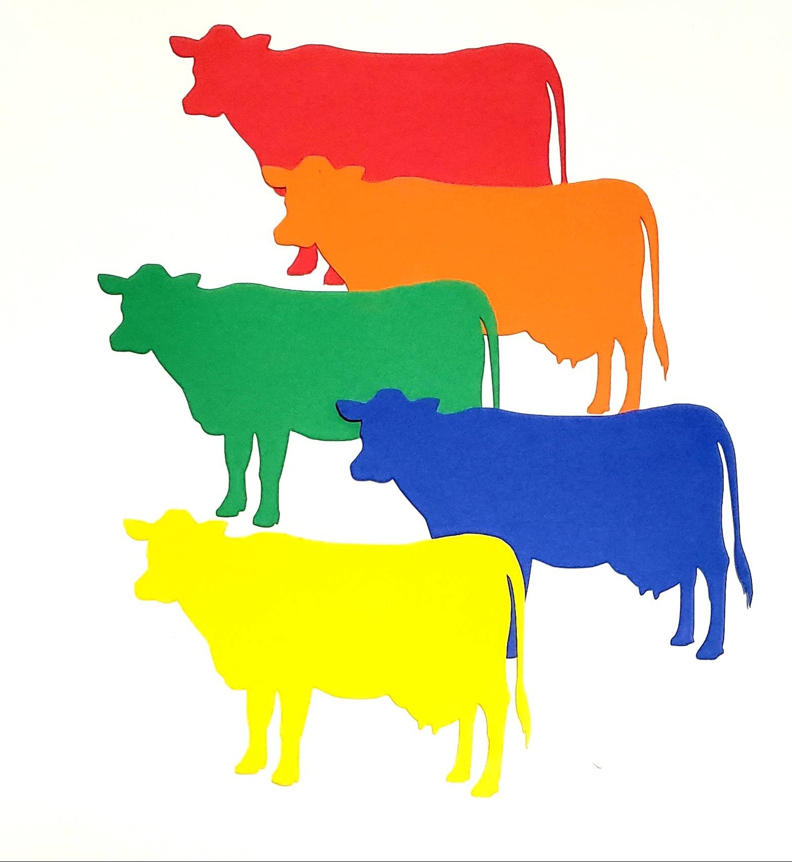 Cow Shape Die Cuts In Primary Colors Cow Shape Cut Outs Cow | Etsy