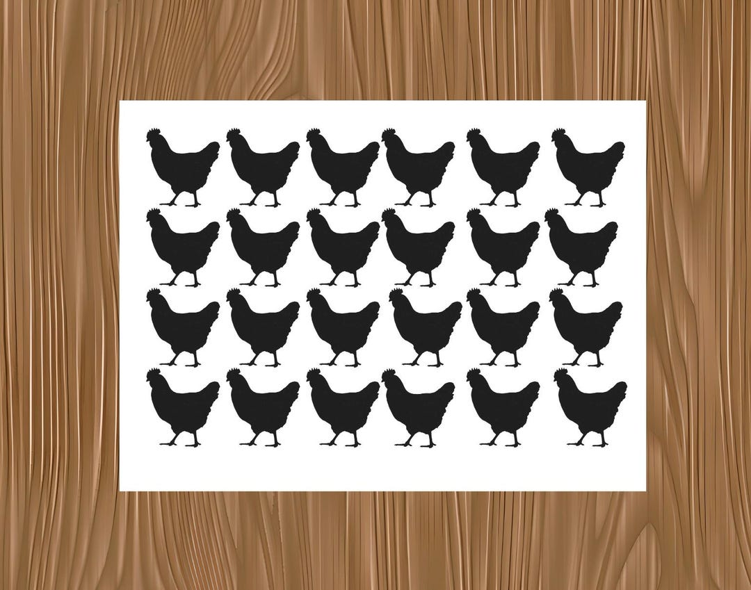 Vinyl Decal Sheet of 24 Hen Chicken Shape Decals | Farm Animal Stickers ...