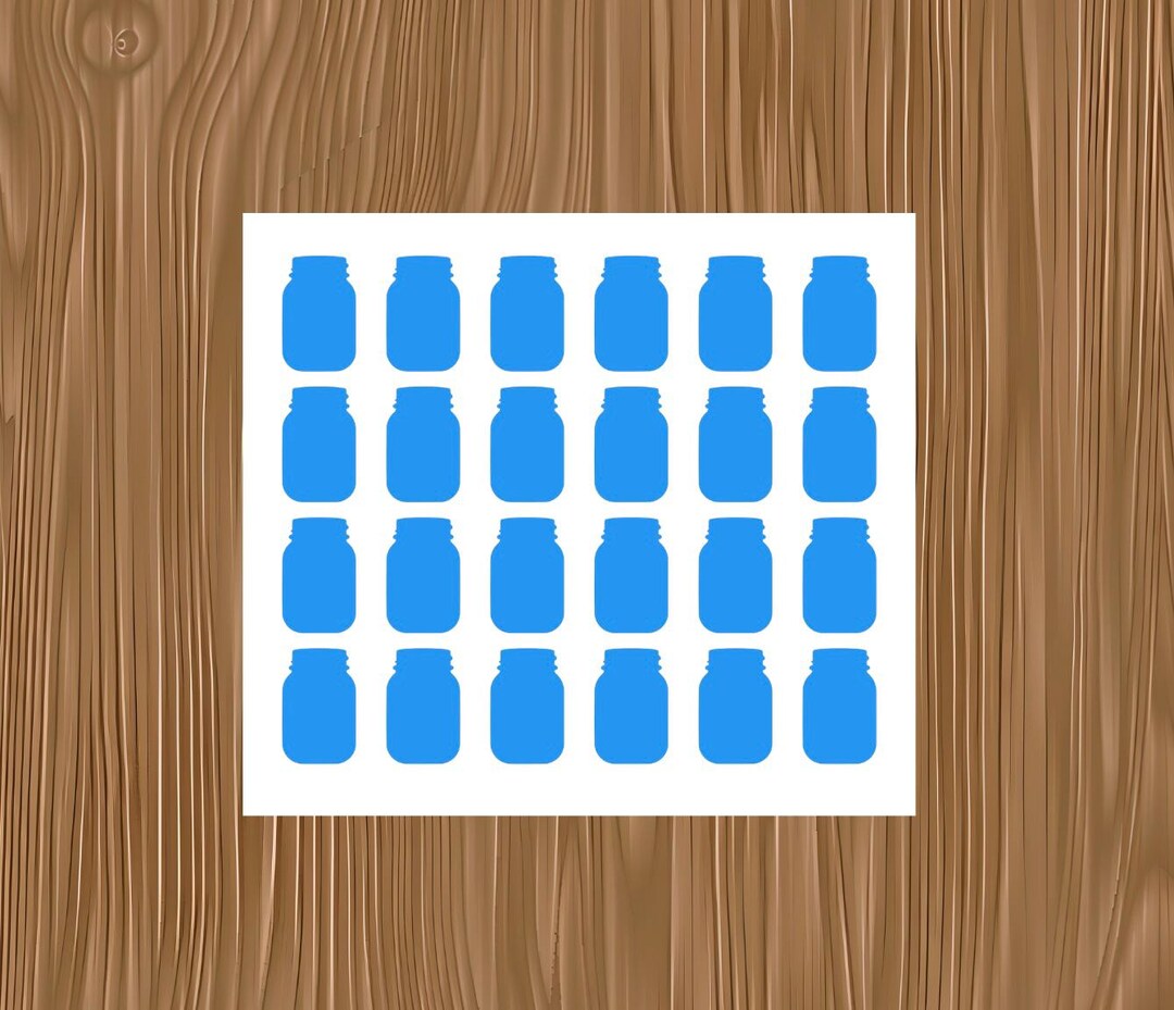 24 Pack - Mason Jar Vinyl Stickers Sheet, Jar Decals, Jar Sticker Set ...
