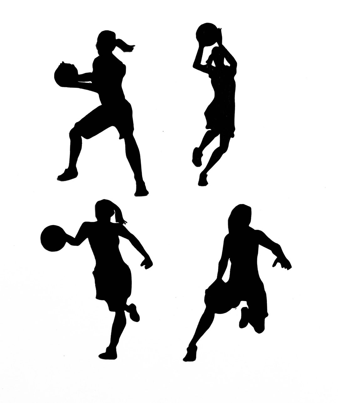 24 Pack – Paper Female Basketball Player Shapes, 4 Different Poses ...