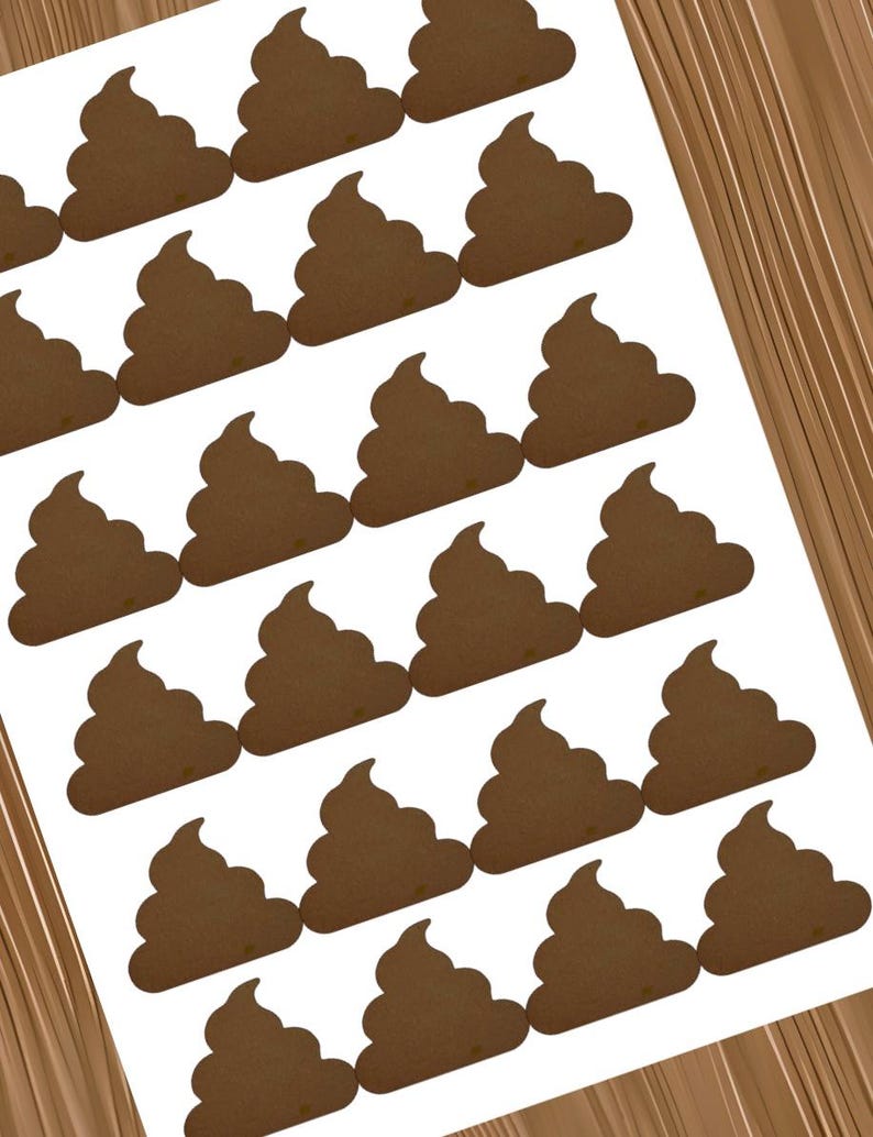 Vinyl Decal Sheet of 24 Poop Shape Decals | Funny Emoji Stickers | Gag ...
