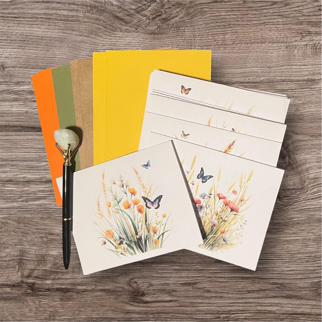 Set of 12 Wildflower Note Cards - Blank Greeting Cards, Floral ...