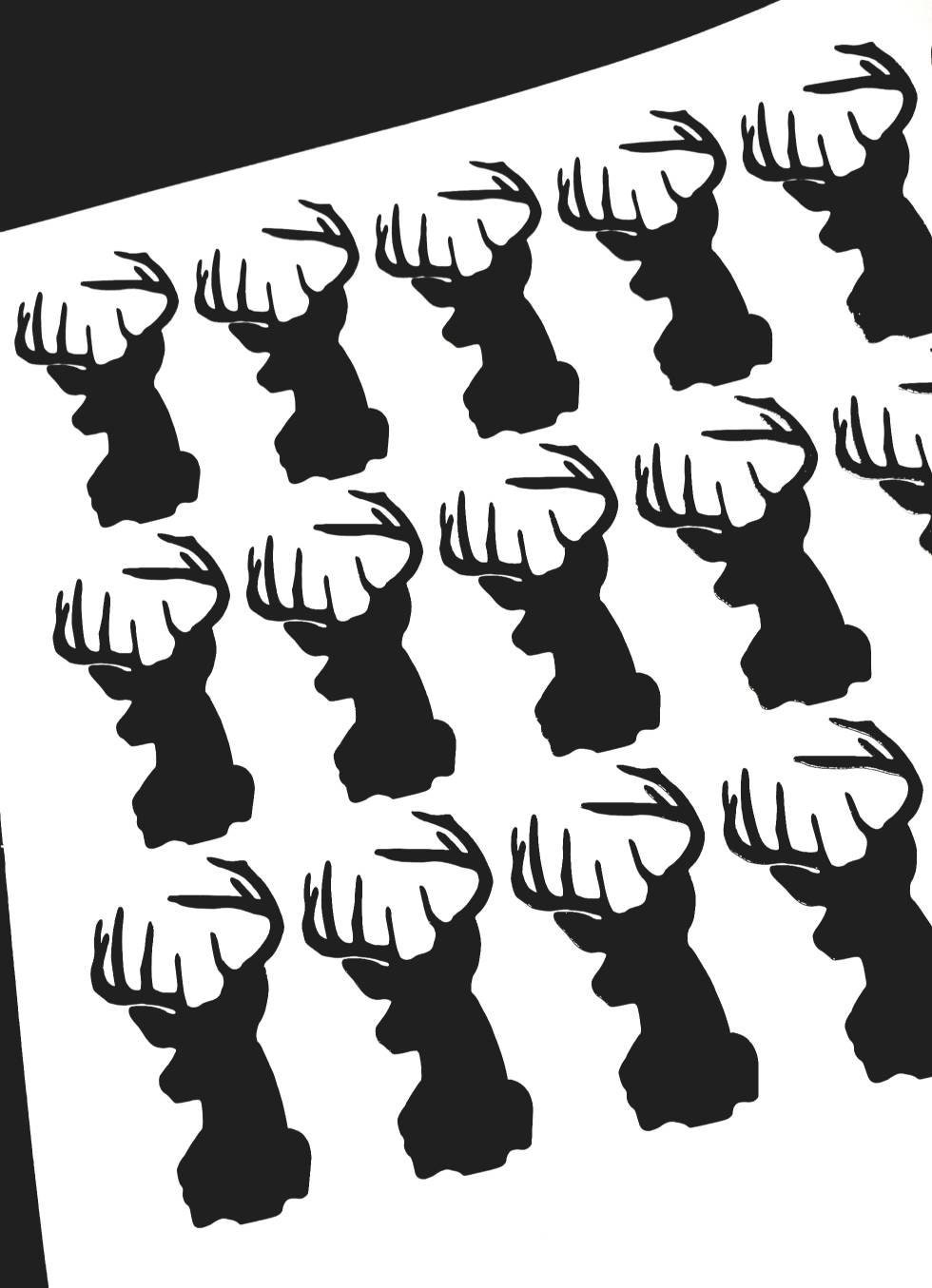 24 Deer Head Vinyl Stickers Deer Head Vinyl Decals Deer Head | Etsy