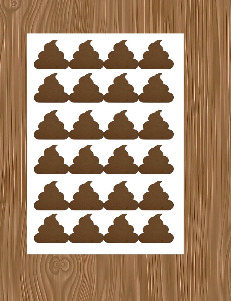 Vinyl Decal Sheet of 24 Poop Shape Decals | Funny Emoji Stickers | Gag ...