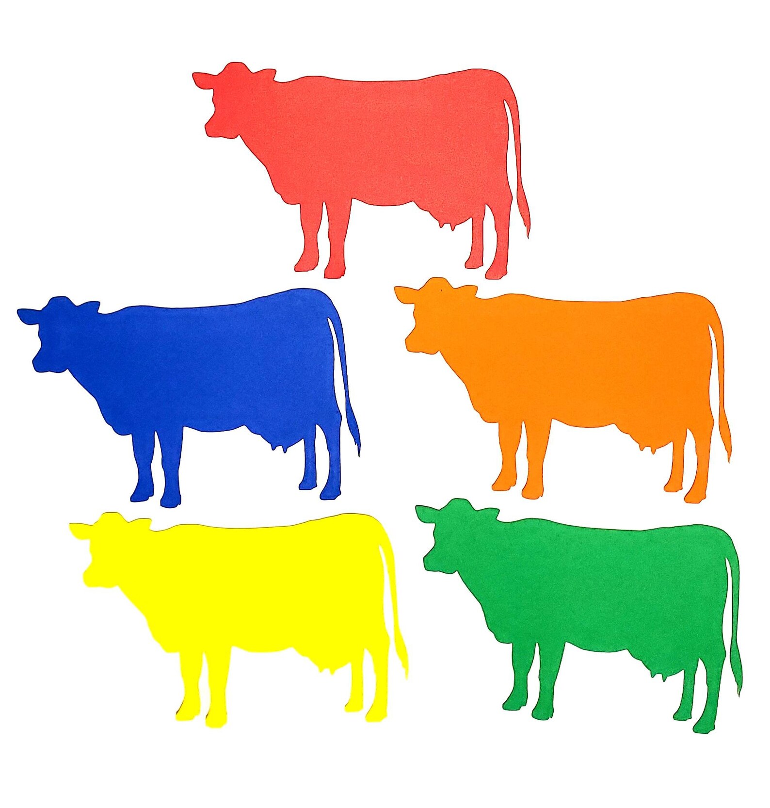 Cow Shape Die Cuts in Primary Colors Cow Shape Cut Outs Cow - Etsy