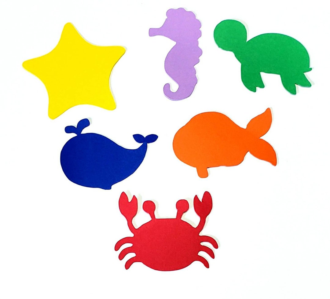24 Pack – Paper Sea Life Shapes, 5 Different Sea Animals, Ocean Die ...
