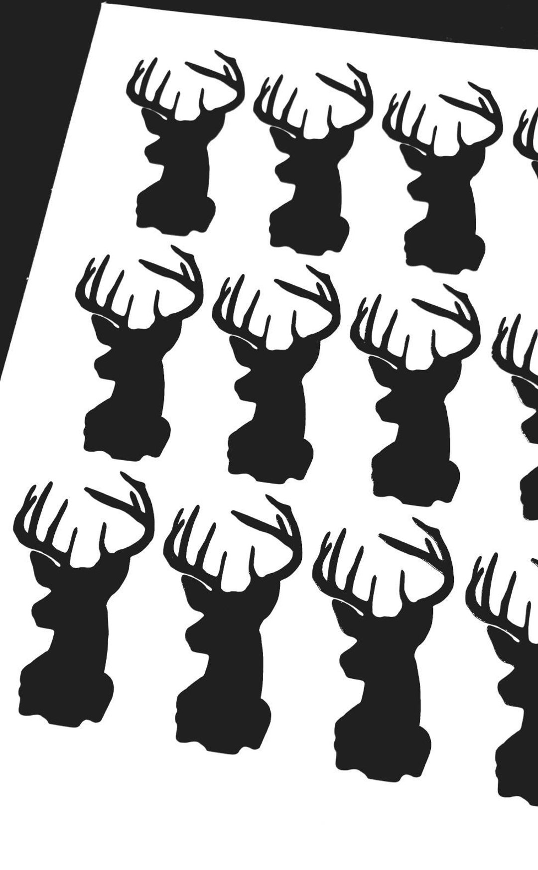 Set of 24 Deer Head Vinyl Stickers Sheet - Rustic Wildlife Decals ...