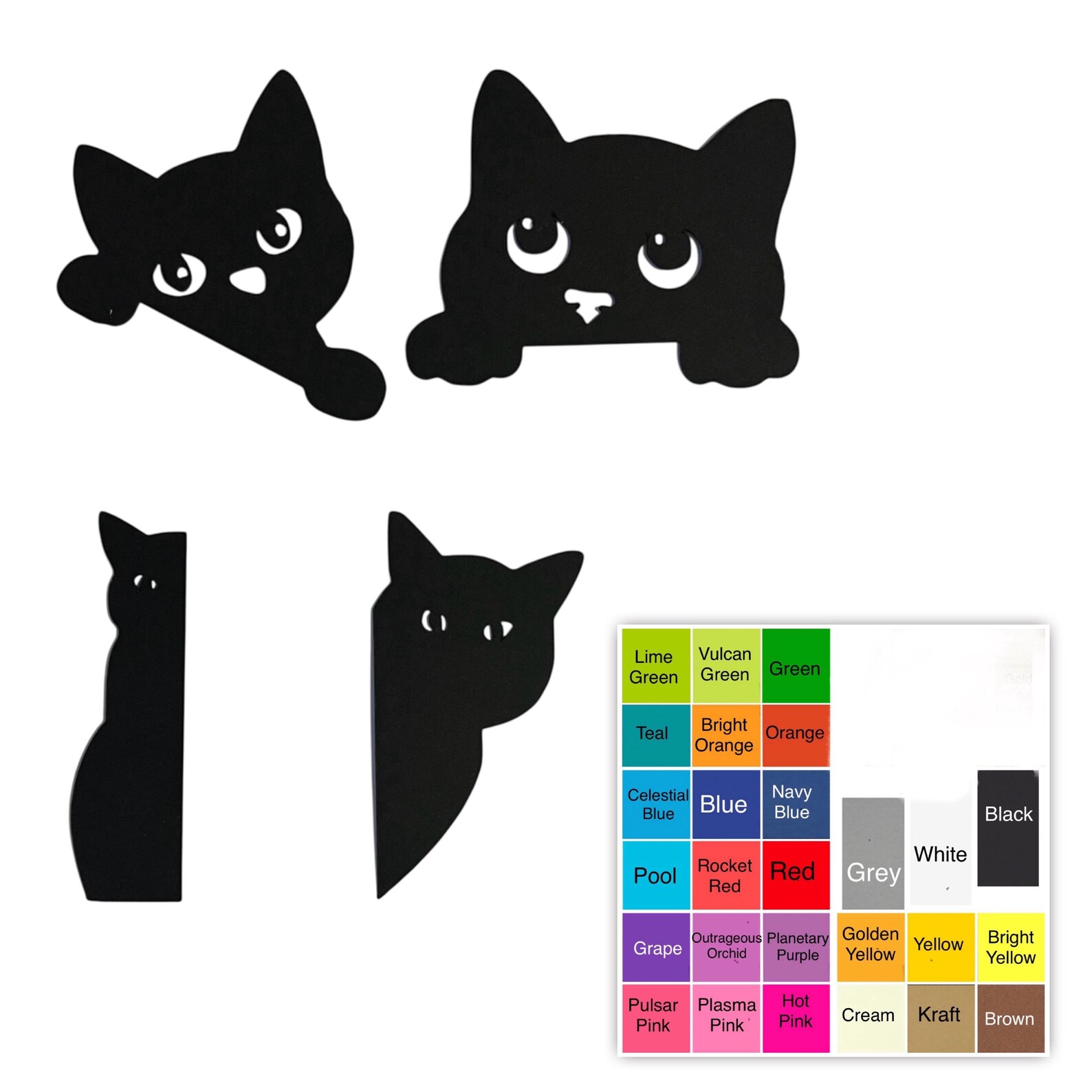 24 Pack - Cute Peeking Cat Paper Shapes – Black Cat Peeking Face Die ...