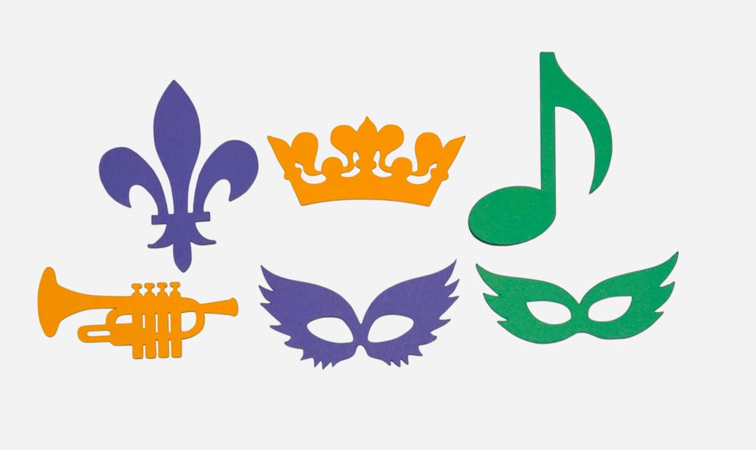24 Pack – Paper Mardi Gras Shapes, 6 Different Die Cuts, Party Mask and ...