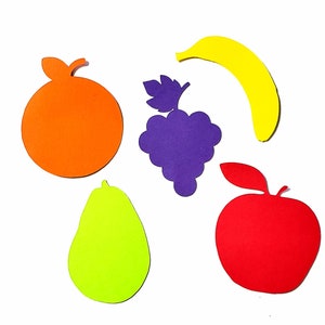 25 Pack – Paper Fruit Shapes, 5 Different Fruits, Fruit Die Cut, Summer ...