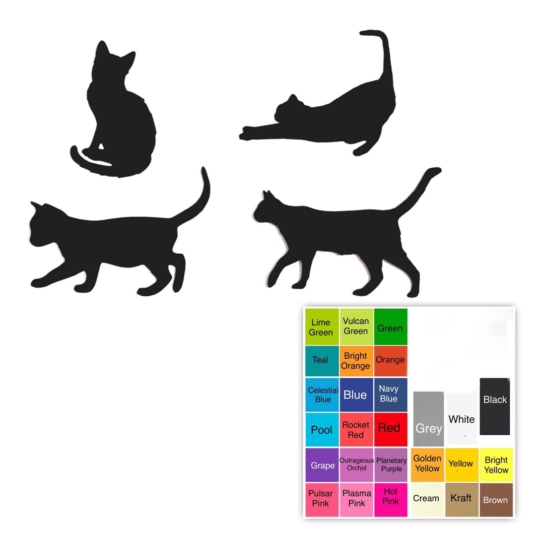 24 Pack – Paper Cat Shapes, 4 Different Cat Designs, Cat Die Cuts, Pet ...