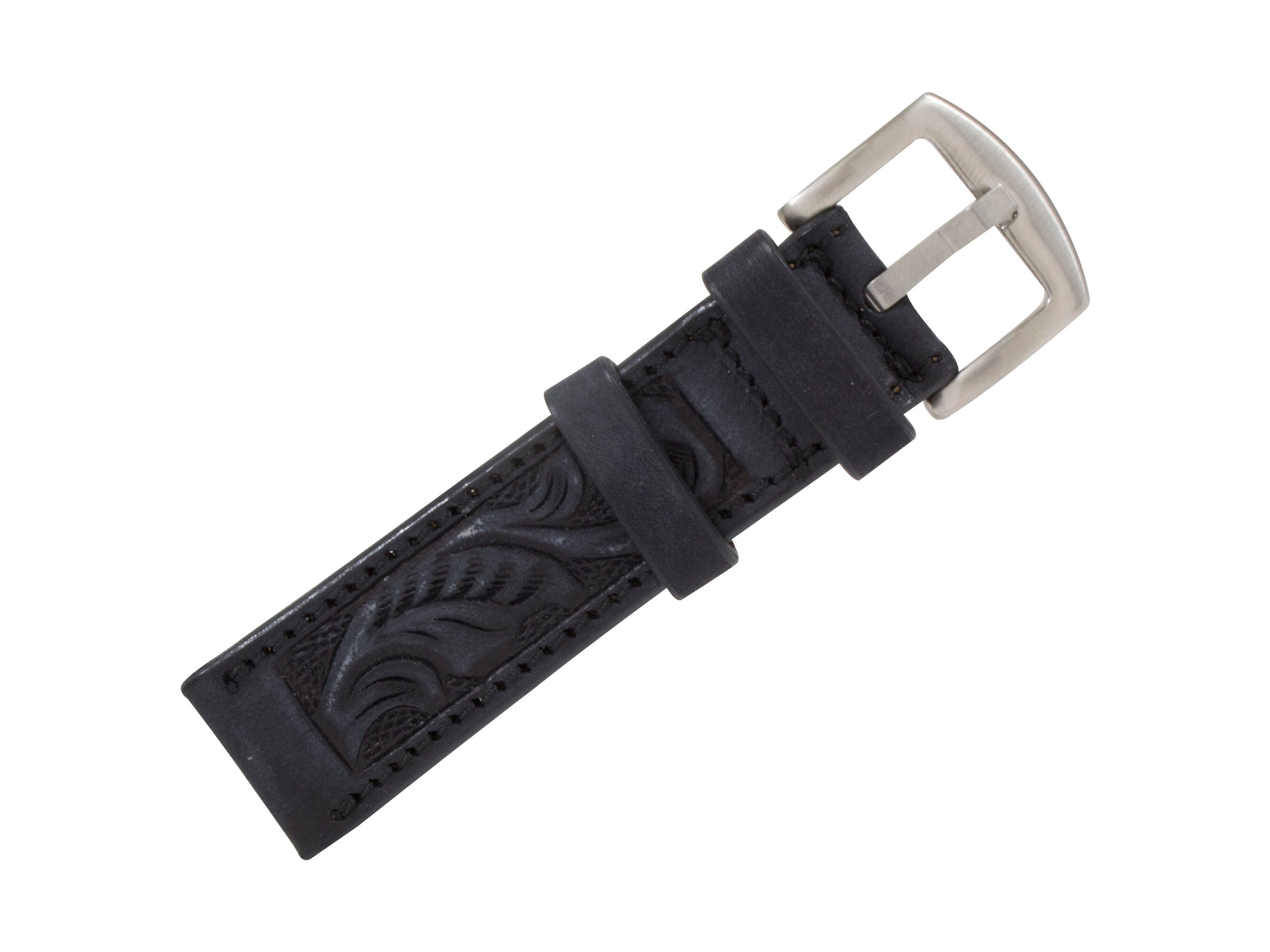 Rustic Black Hand Tooled Leather Watch Strap handmade in - Etsy