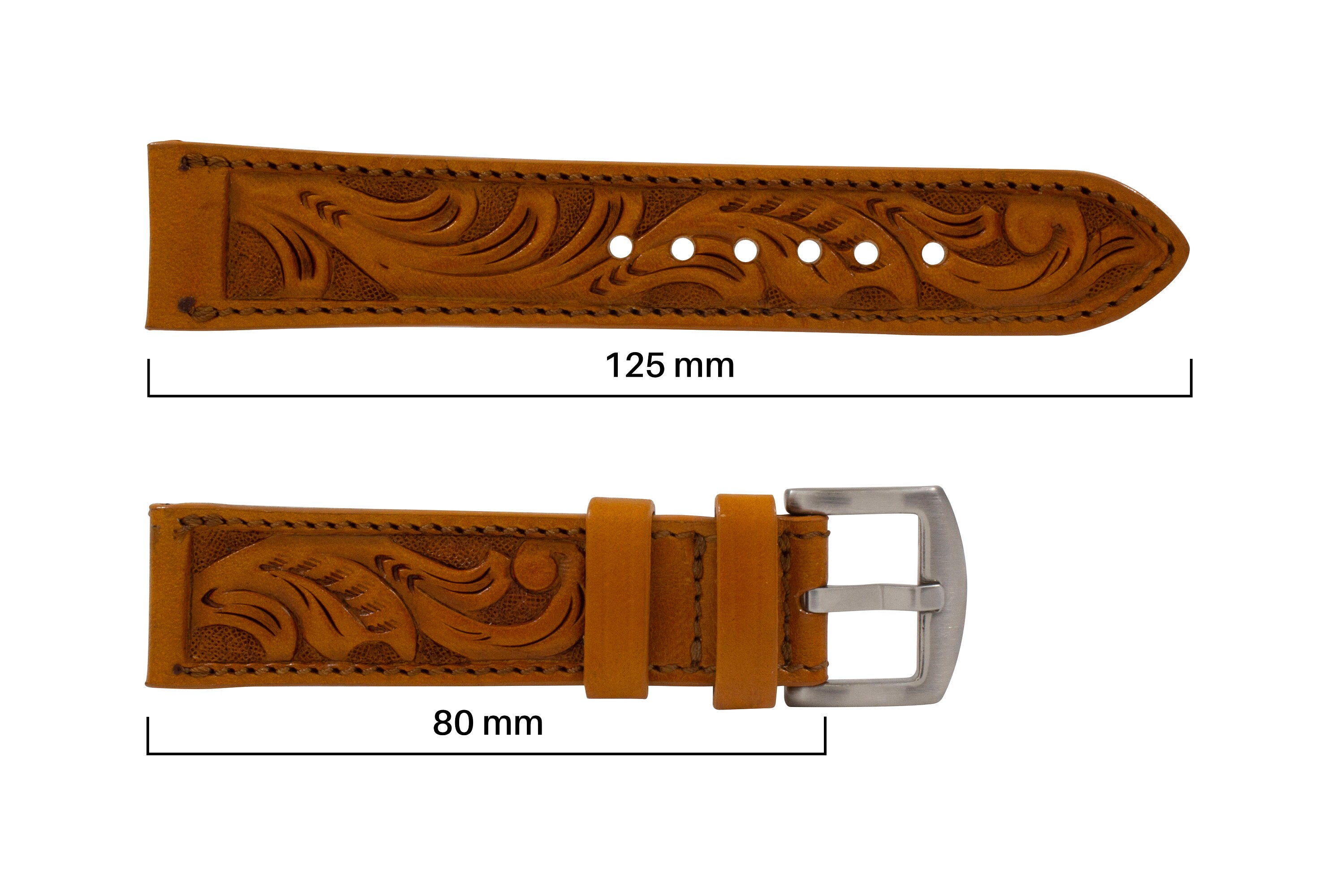 Tan Hand Tooled Leather Watch Strap handmade in Texas USA | Etsy