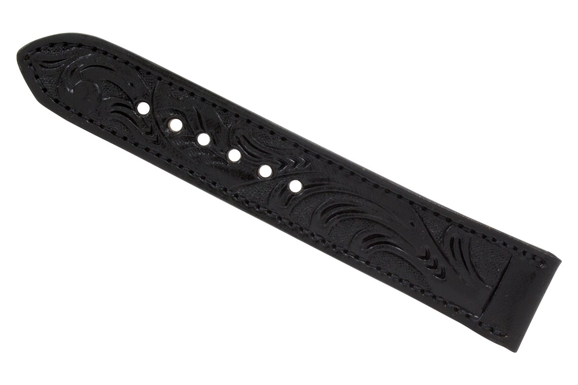 Black Hand Tooled Leather Watch Strap (handmade in Texas USA) - Etsy